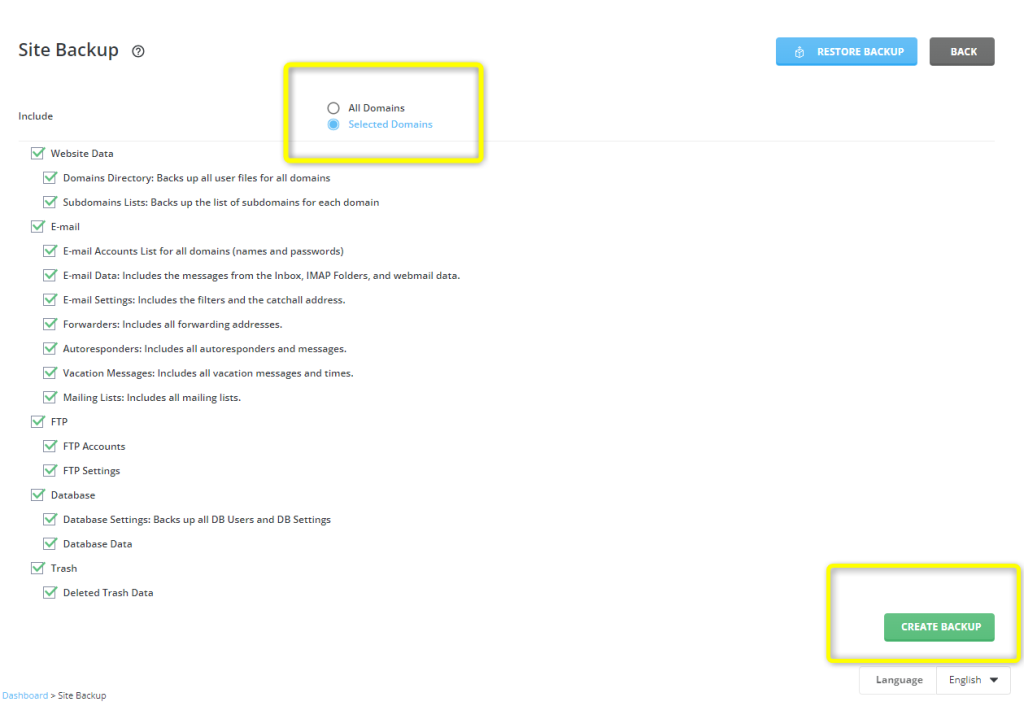 วิธี Backup และ Restore ข้อมูลเวปไซตใน DirectAdmin - VPS HiSpeed